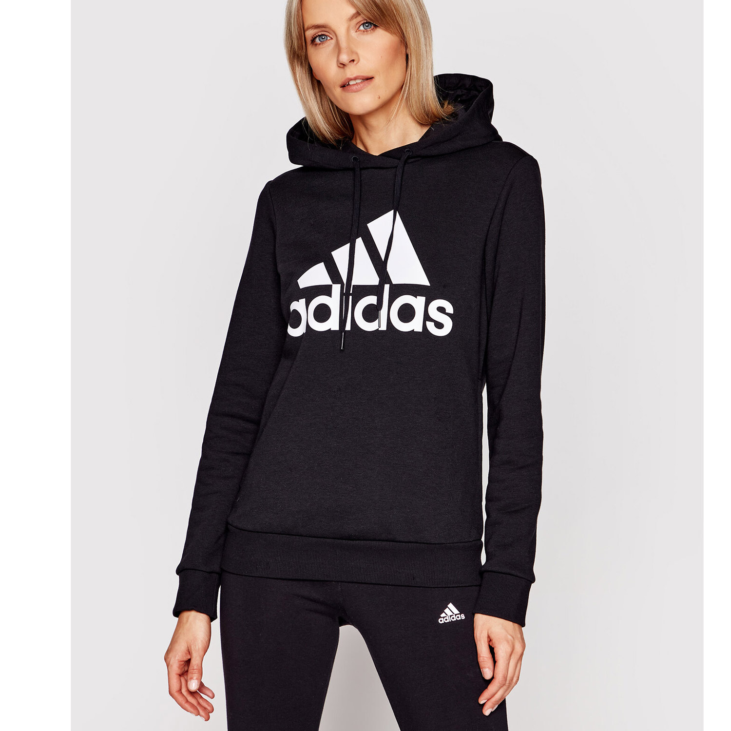 Μαύρο Adidas W Loungewear Essentials Logo Fleece Hoodie (GL0653)